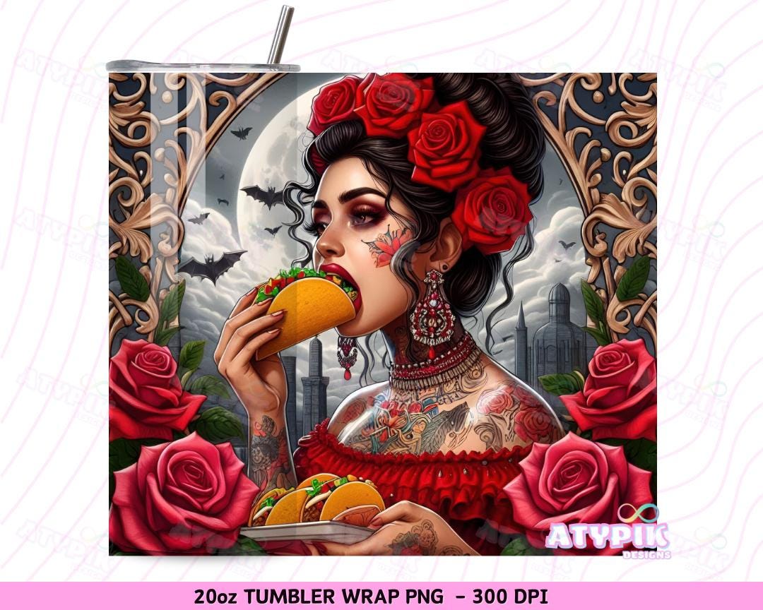 La Tragona Chicana Tumbler Wrap, 20 Oz Skinny Tumbler Wrap Sublimation PNG, Straight Tumbler ...