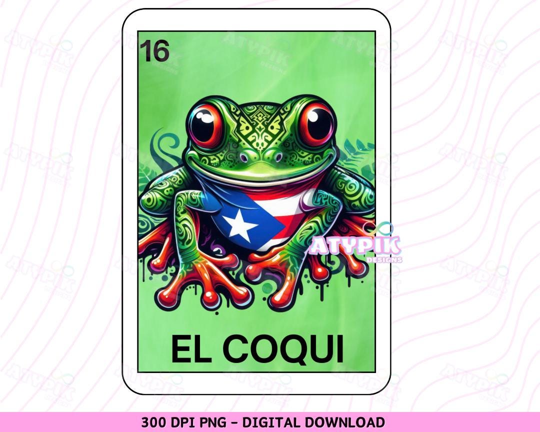 El Coqui Loteria Card Latinos PNG Puerto Rico PNG, Chibi Digital ...