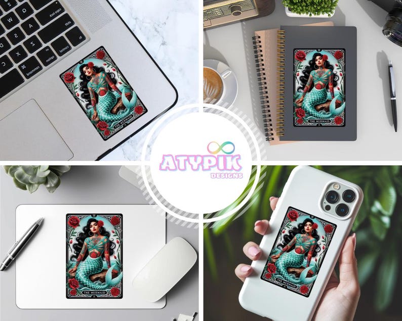 The Mermaid Latina PNG, Chicana PNG, Tarot Card Digital Files, Dtf ...