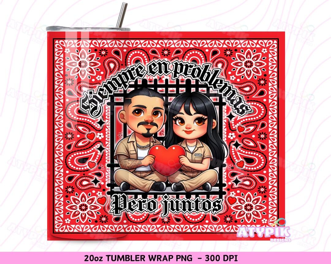 Chicano Couple Png 20oz Tumbler Wrap, Skinny Tumbler, Cholo Chola Old ...