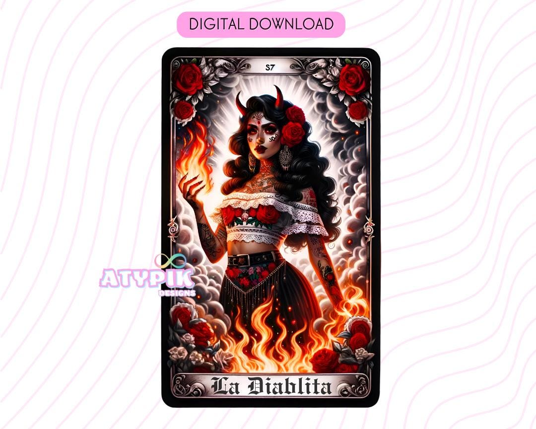La Diablita Latina PNG, Chicana PNG, Tarot Card Digital Files, Dtf ...