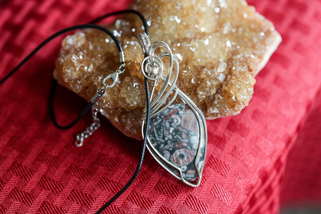 Large Teardrop Crinoid Fossil Stone Wrapped in Sterling Silver - Etsy