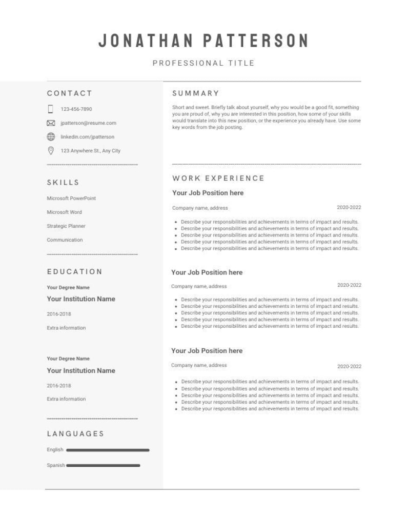 Resume Template, Modern Resume Template, Resume Template Canva ...
