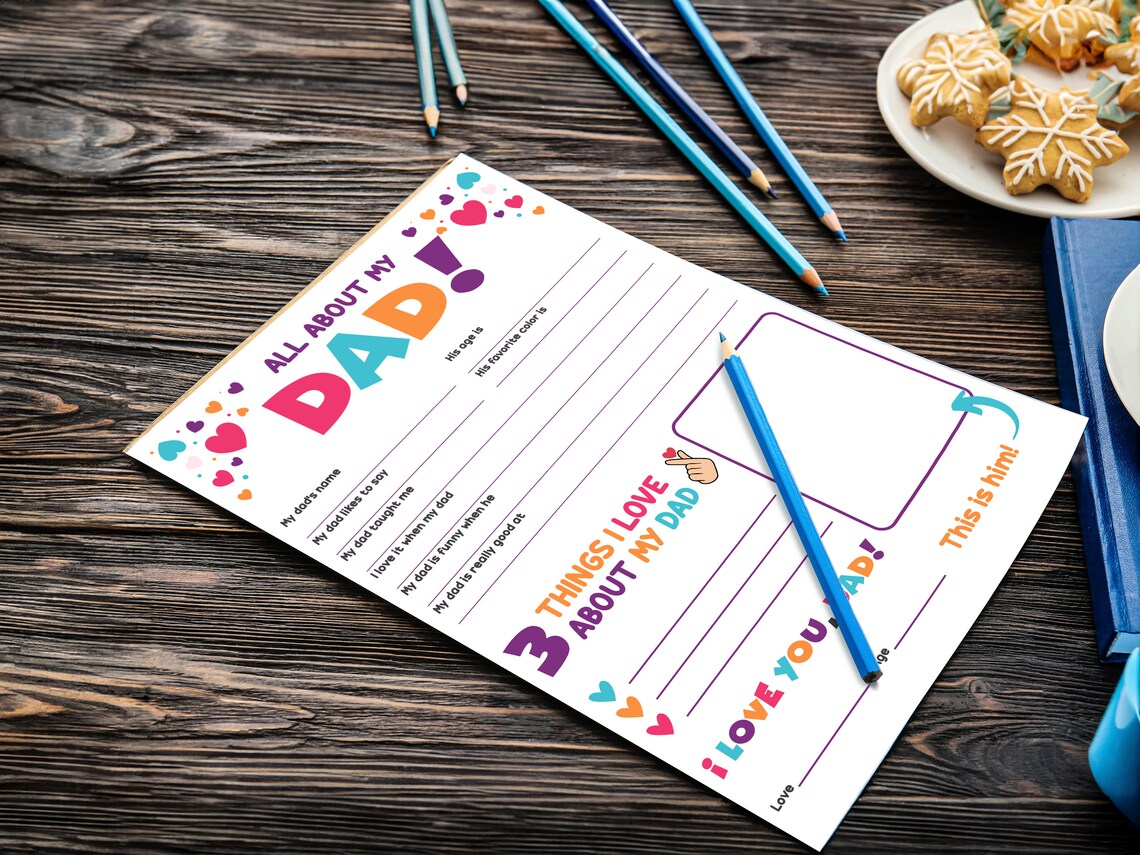 All About My Dad Printable Fathers Day Questionnaire Dad Gift From Kids ...