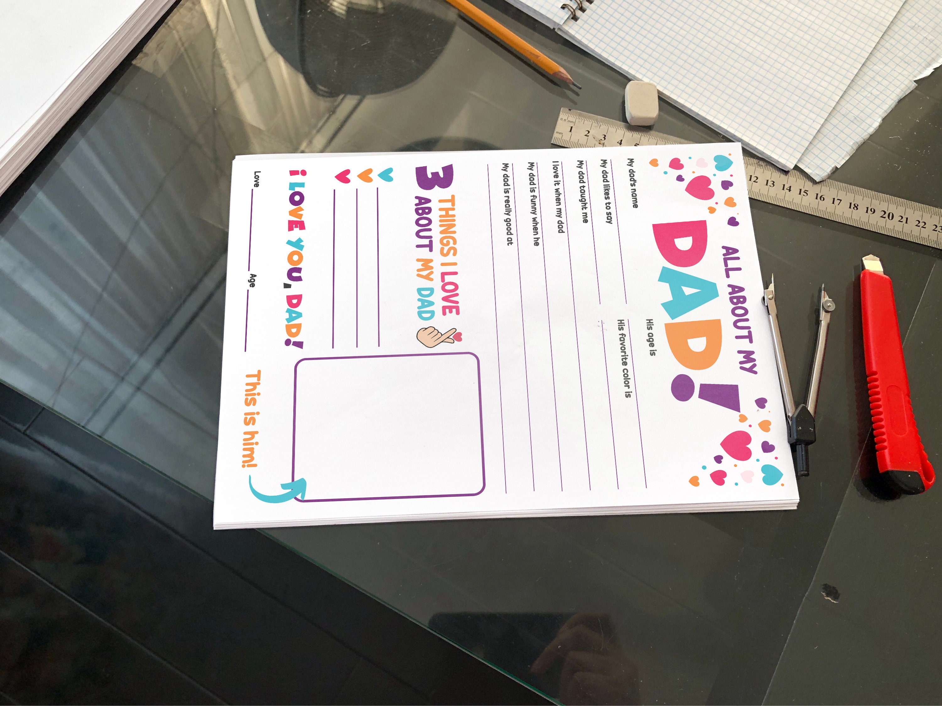 All About My Dad Printable Fathers Day Questionnaire Dad Gift From Kids ...