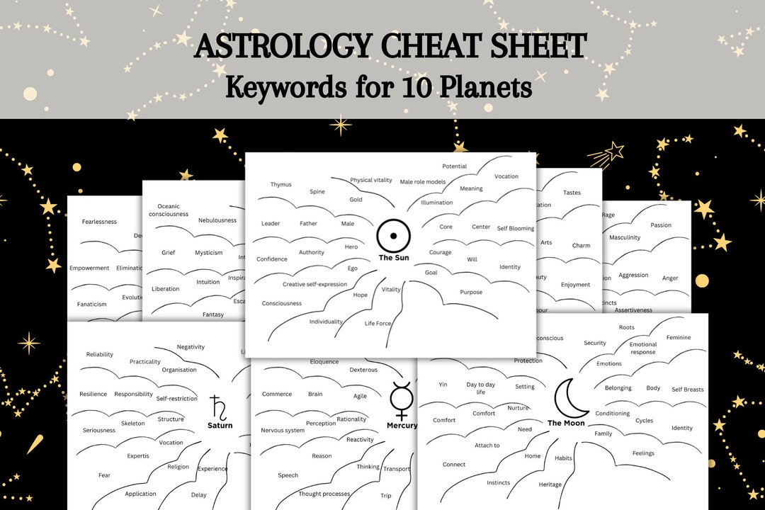 Astrology Cheat Sheet, Basics of Astrology Printable Pages, Keywords of ...