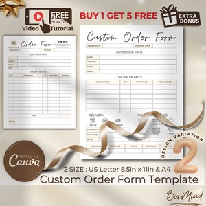 Editable Custom Order Form Template, Small Business Bundle, Tracker (canva Digital Download ...