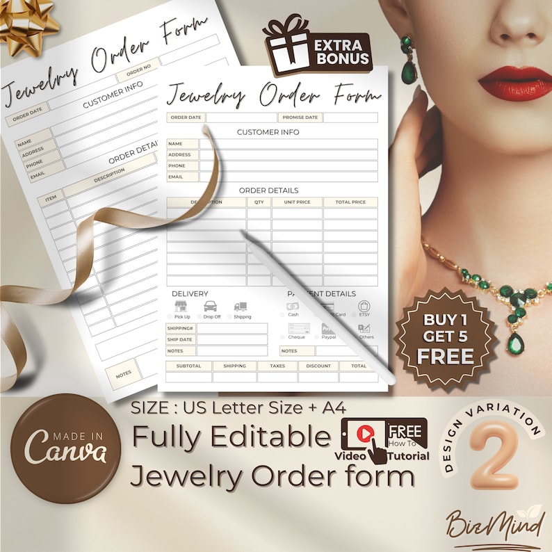 Jewelry Order Form, Small Business Forms, Jewellery Order Form Bundle ...