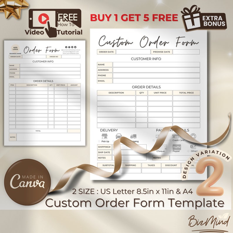 Editable Custom Order Form Template Small Business Digital Order Form ...