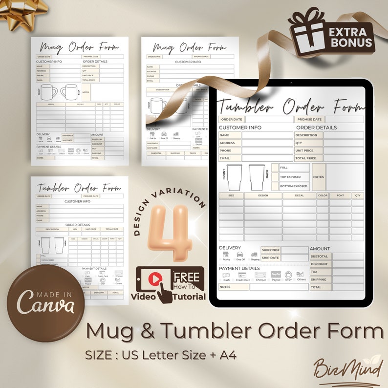 Editable Tumbler Order Form Template Mug Order Form Template Small ...