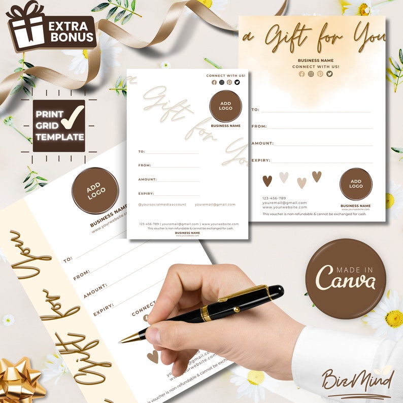 Editable Gift Certificate Template for Customer Simple Certificate DIY ...