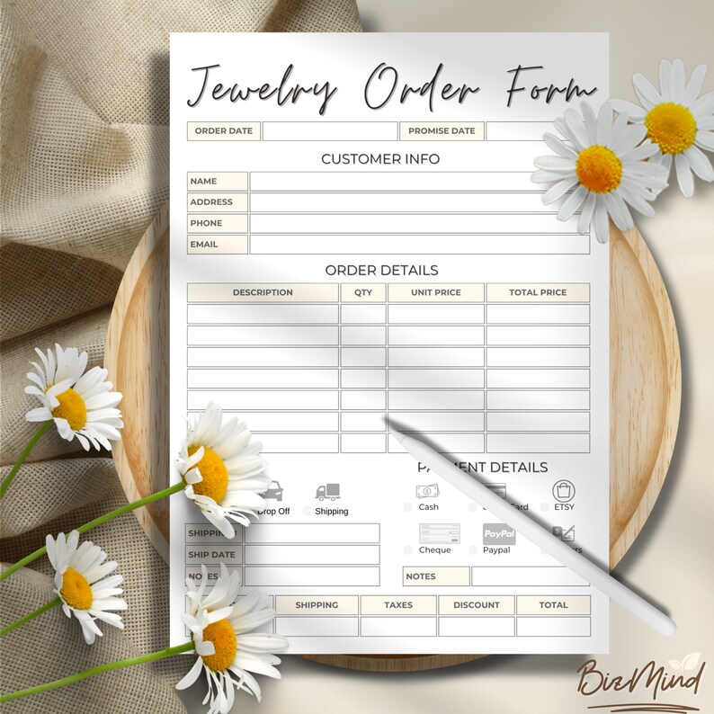 Jewelry Order Form, Small Business Forms, Jewellery Order Form Bundle ...