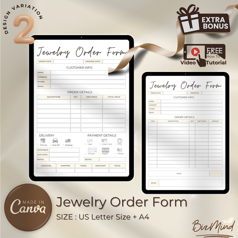 Jewelry Order Form, Small Business Forms, Jewellery Order Form Bundle ...