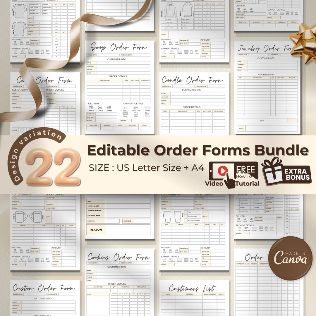 Editable Order Form Bundle, Small Business Forms, Sales Tracker, Owner ...