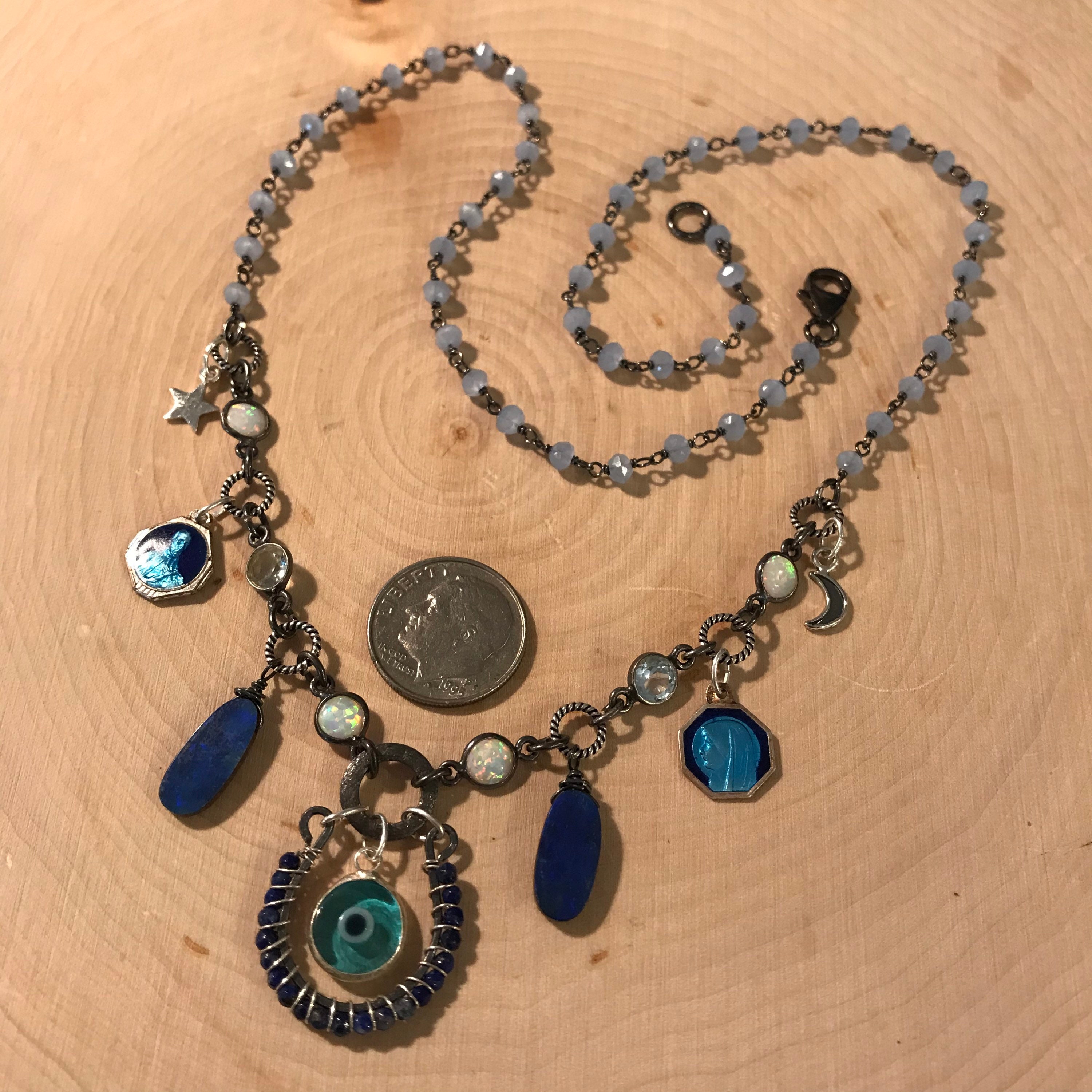 Third Eye Protection Necklace is Made With Lapis Opals Blue - Etsy