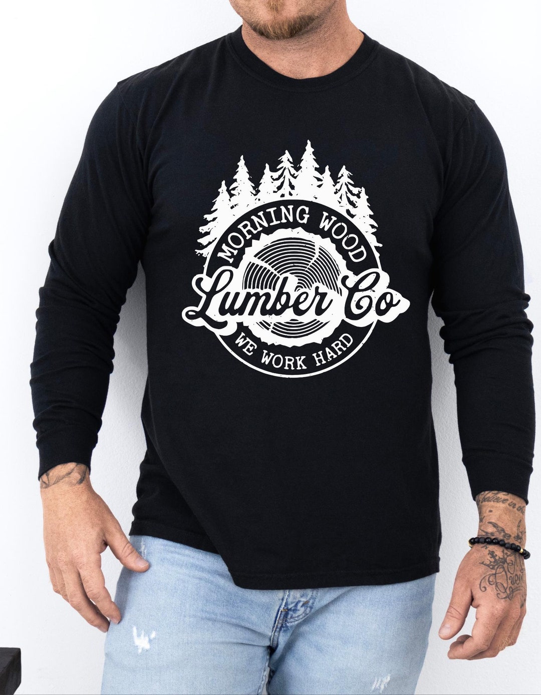 Morning Wood Lumber Co. Shirt – Funny Graphic Comfort Colors Long ...