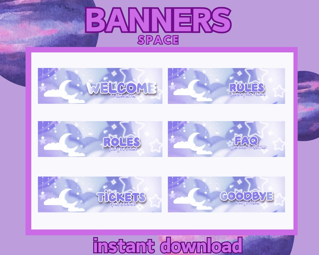 Pastel Purple Space Banners: Kawaii Discord Server Organizer (PNG ...
