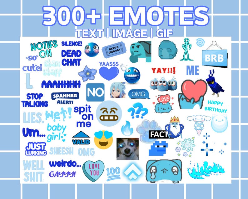 300+ Blue Emotes for Discord, Twitch: Text, Image, GIF (digital ...
