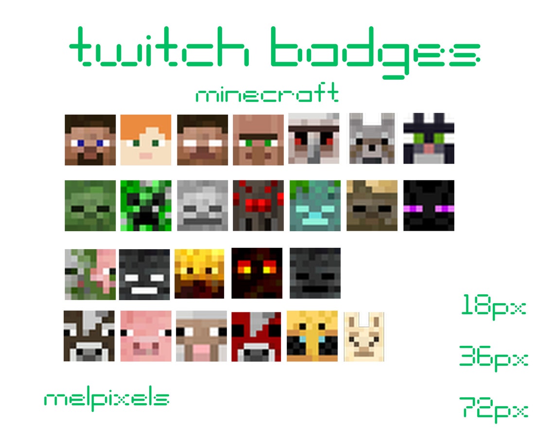 Minecraft Twitch Badges, Retro Pixel Emotes (digital Download) - Etsy