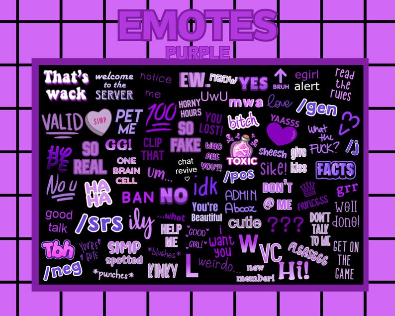 Purple Text Emotes: Kawaii Twitch, Discord Streamer (PNG & GIF ...