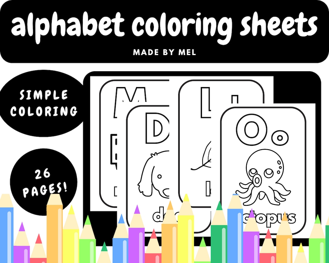 Coloring Colouring Alphabet ABC Kids Children Teens Adults Simple ...