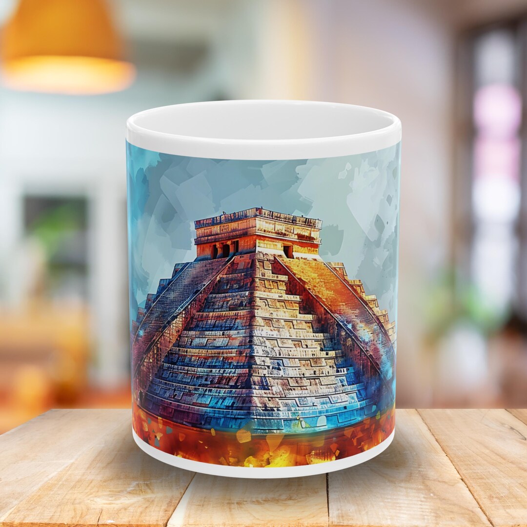 Mayan Pyramid Ceramic Mug, Chichén Itzá, El Castillo, UNESCO World ...
