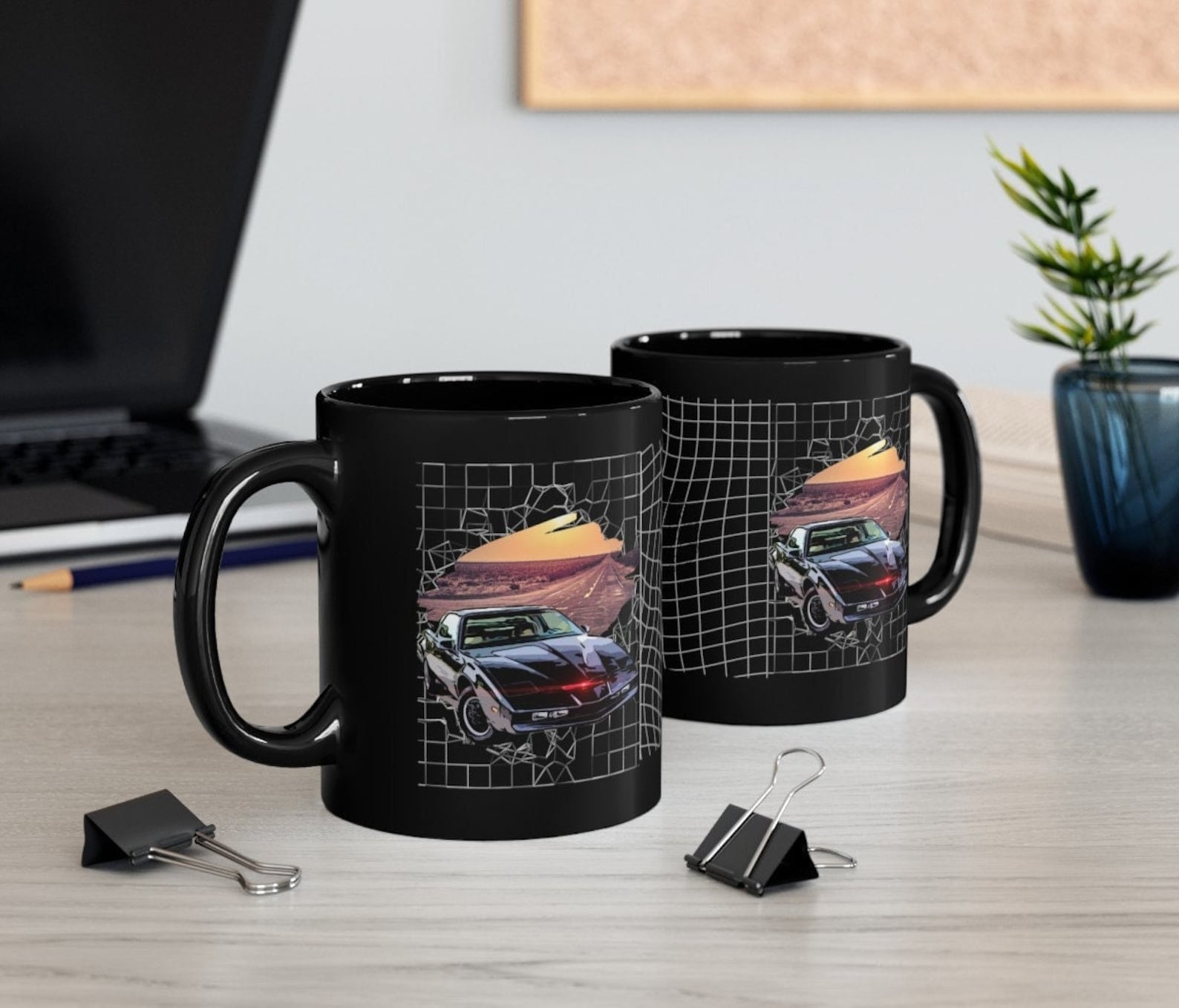 Knight Rider K.I.T.T. Black Coffee Mug (11oz, 15oz), Cool, Fun, Retro ...