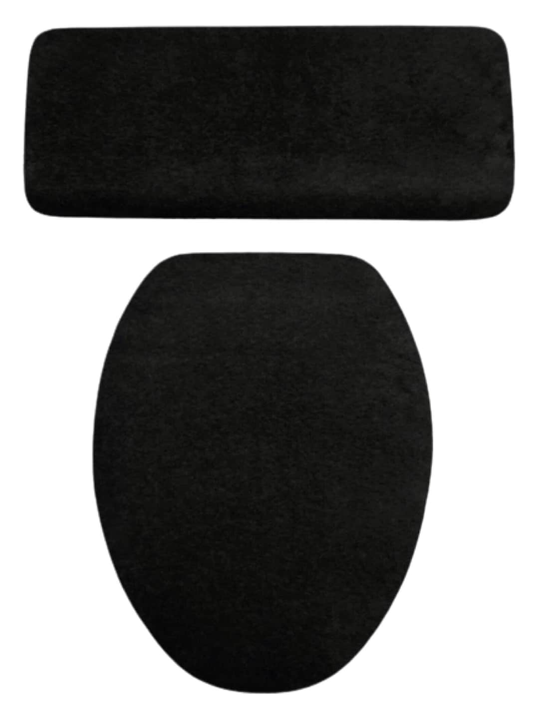 Bathroom Decor Black Terry Cloth LINED Toilet Seat Lid & Tank Lid ...