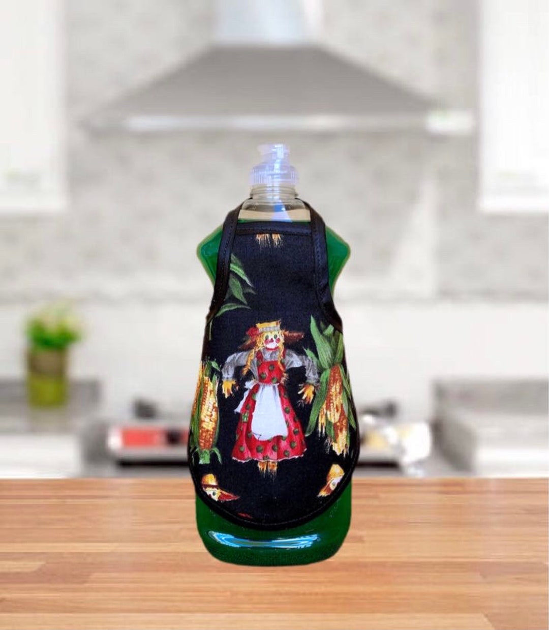 Lady Scarecrow Black Dish Soap Bottle Apron Fits 25 Oz. Kitchen Decor ...