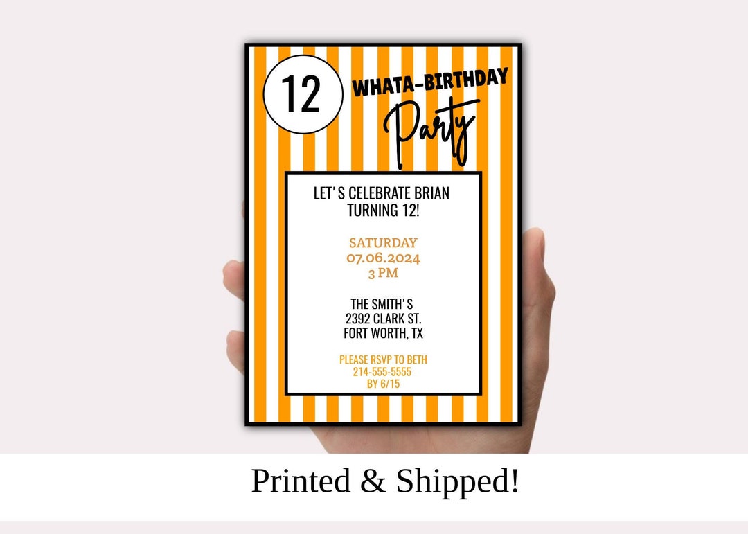 Whataburger Party Invite, Whataburger Birthday Party Printed ...