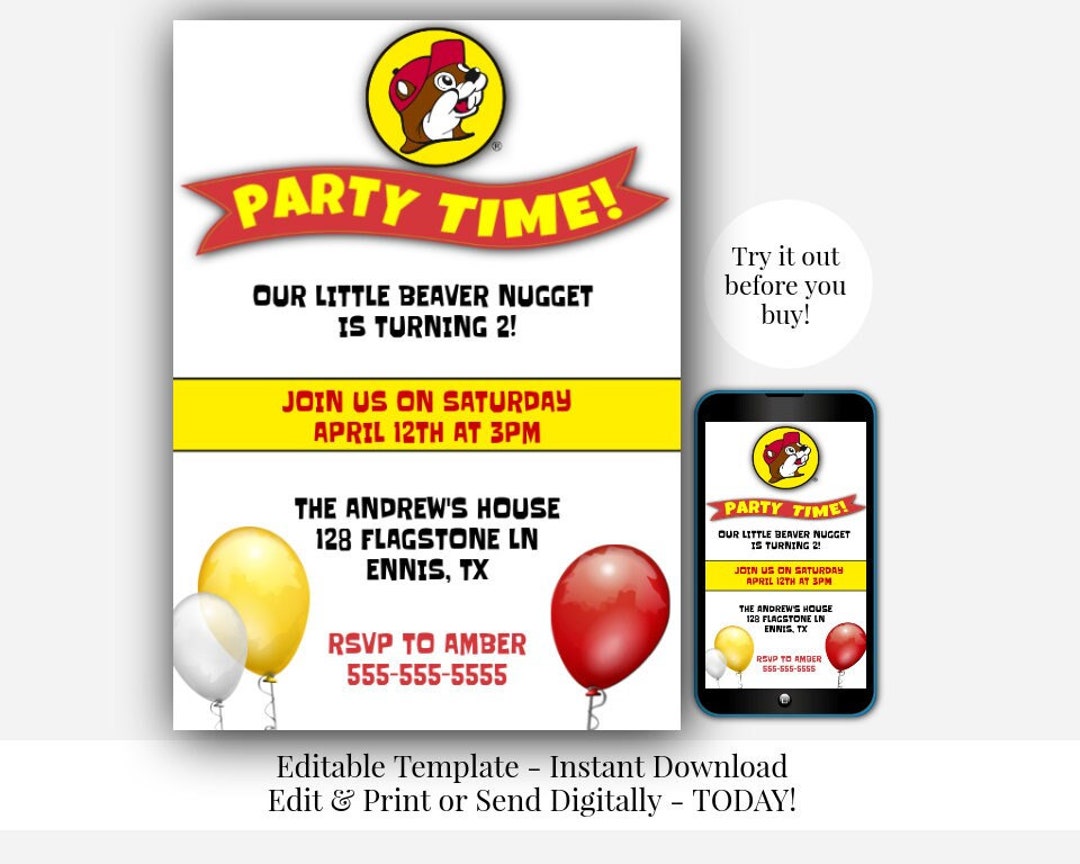 Bucees Theme Birthday Invitation Printable, Digital Buc-ee's Birthday ...