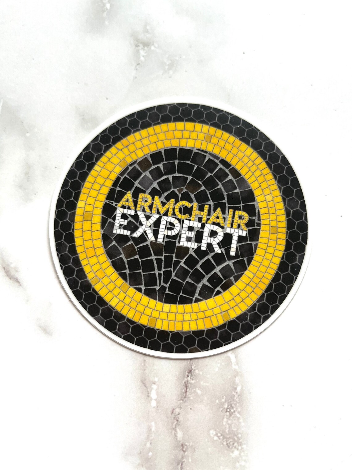 Armchair Expert Fauxsaic Circle Sticker - Etsy