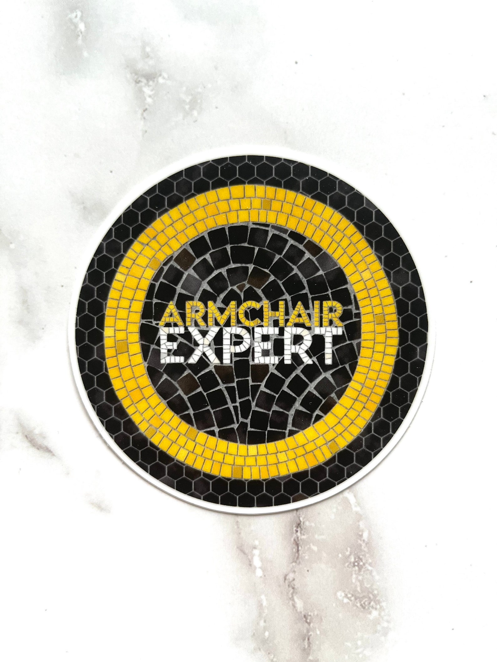 Armchair Expert Fauxsaic Circle Sticker - Etsy