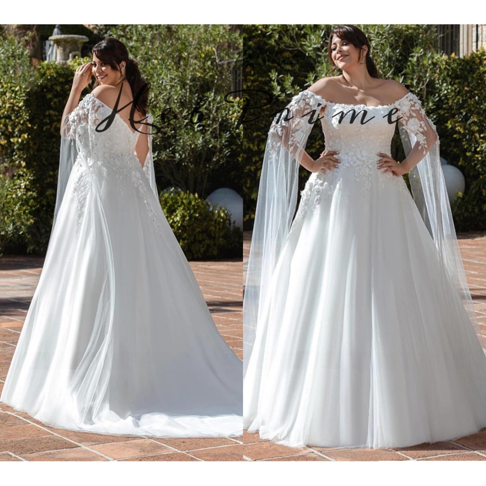 Stunning Plus Size Backless Wedding Dresses A-line off the Shoulder ...