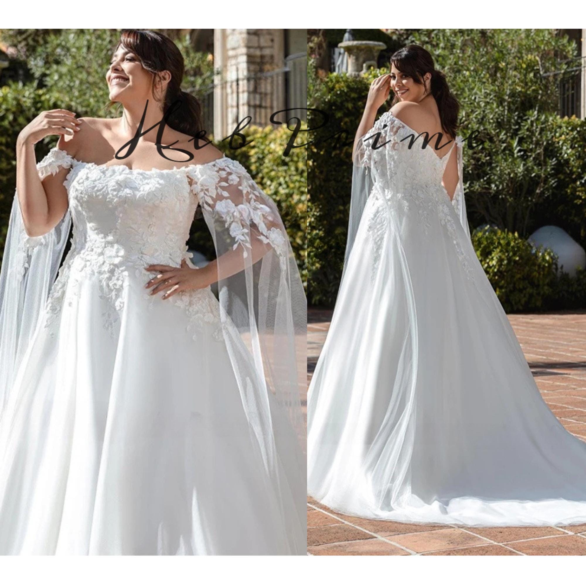 Stunning Plus Size Backless Wedding Dresses A-line off the Shoulder ...