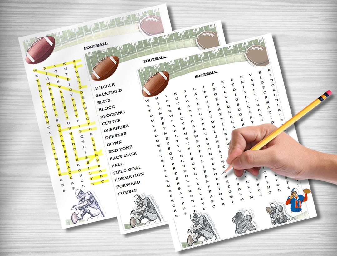 FOOTBALL Word Search Puzzle Activity - Etsy