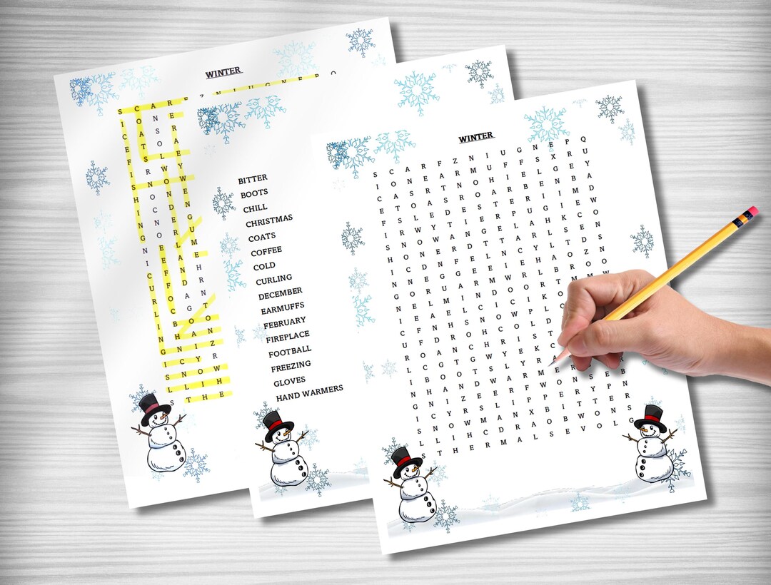 WINTER Season Word Search Puzzle Snowman Theme Winter Words Snowflake ...