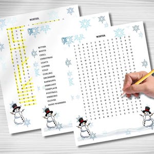 WINTER Season Word Search Puzzle Snowman Theme Winter Words Snowflake ...