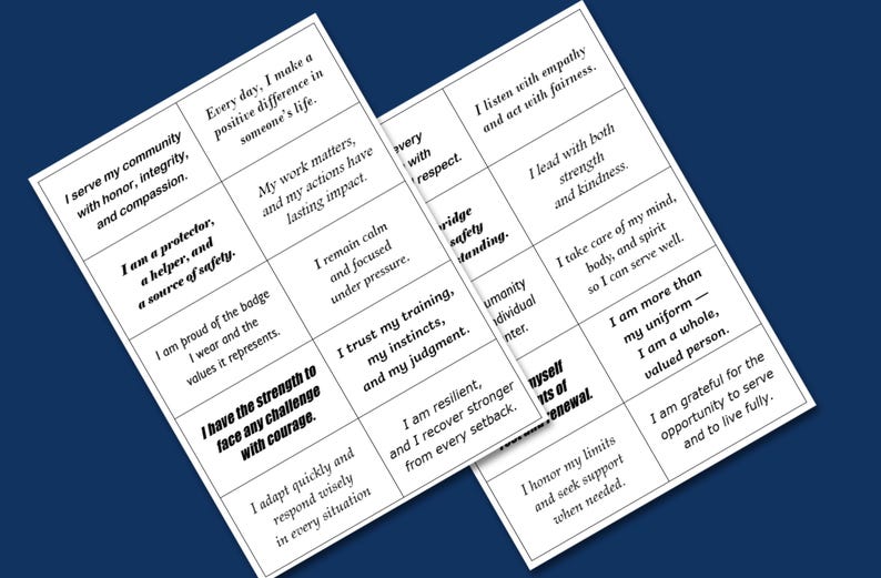 Police Officer Affirmation Cards Vol.1 | Law Enforcement Mental ...