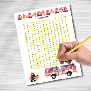 FIREFIGHTER Word Search Puzzle 48 Terms Fire Truck & Helmet Theme Large ...