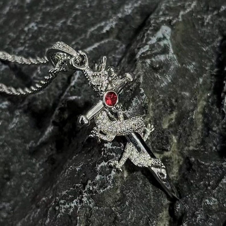 Gothic Dragon Wrapped Around Sword Medieval Renaissance Pendant ...