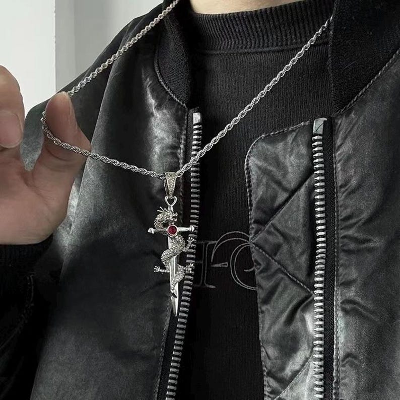 Gothic Dragon Wrapped Around Sword Medieval Renaissance Pendant ...