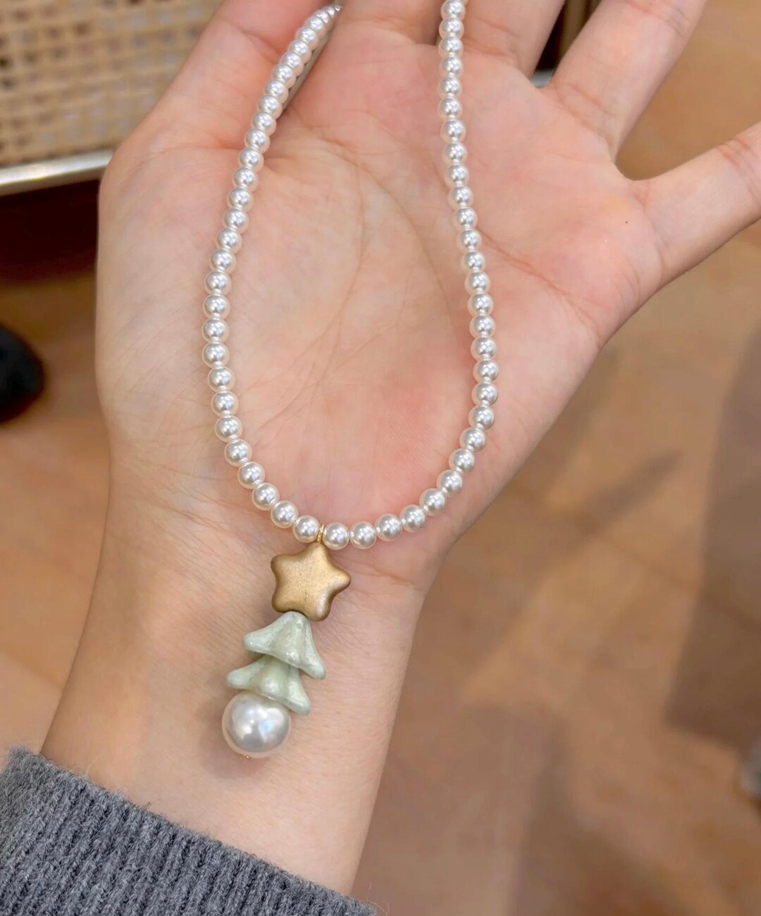 Christmas Tree Pearl Necklace, Christmas Tree Pendant ,tree Necklace ...