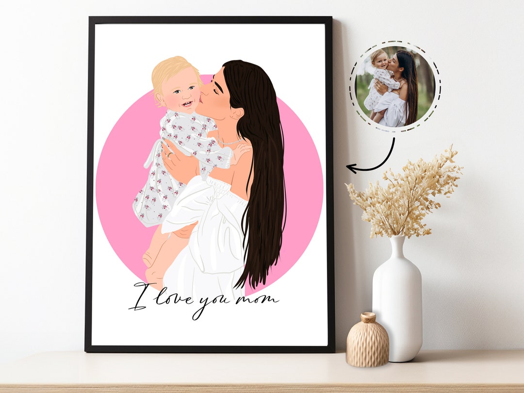 Custom Faceless Family Portrait, Personalized Mom Birthday Gift ...