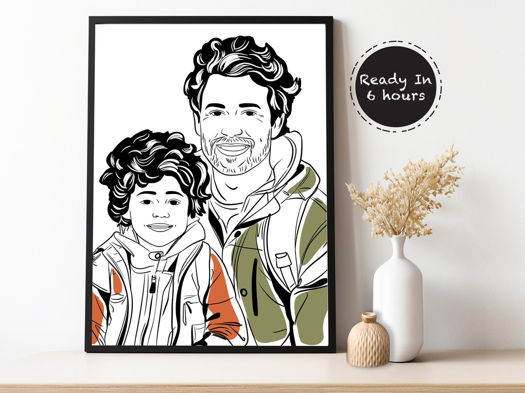 Custom Family Line Drawing, Family Line Art Drawing, Father's Day Gifts ...