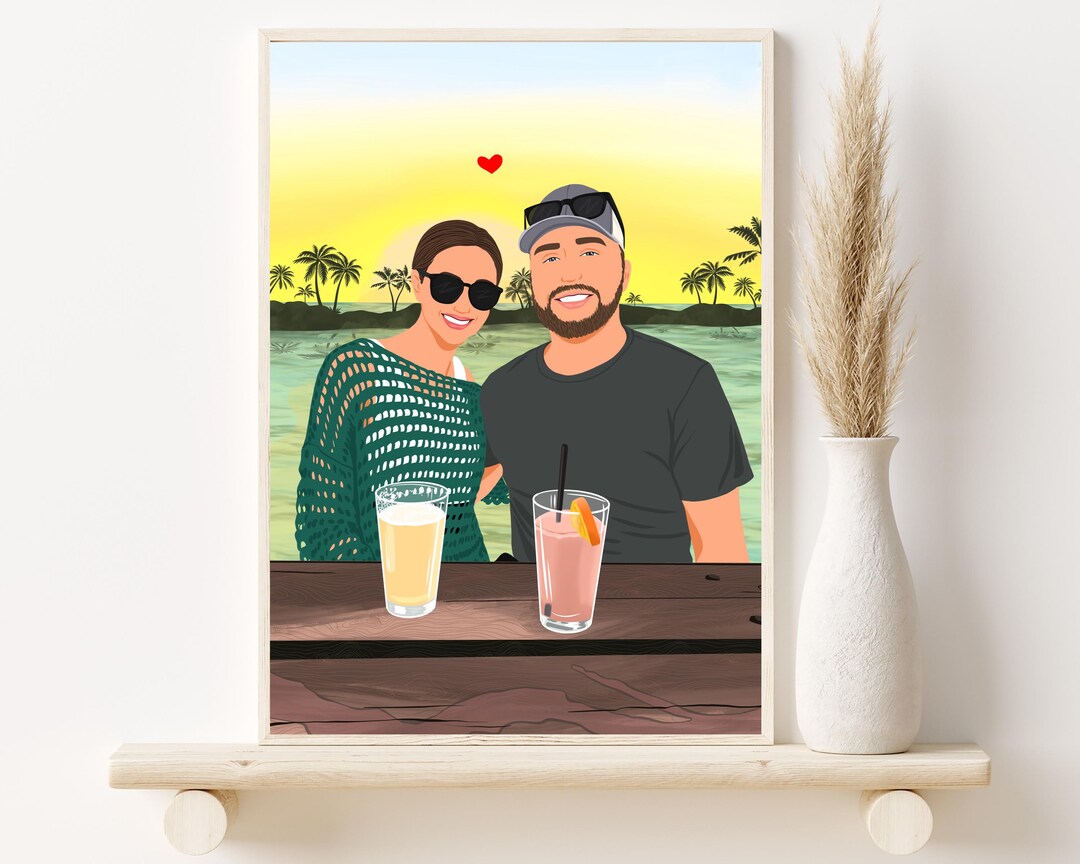 Custom Faceless Portrait: Personalized Couple Drawing From Photo ...