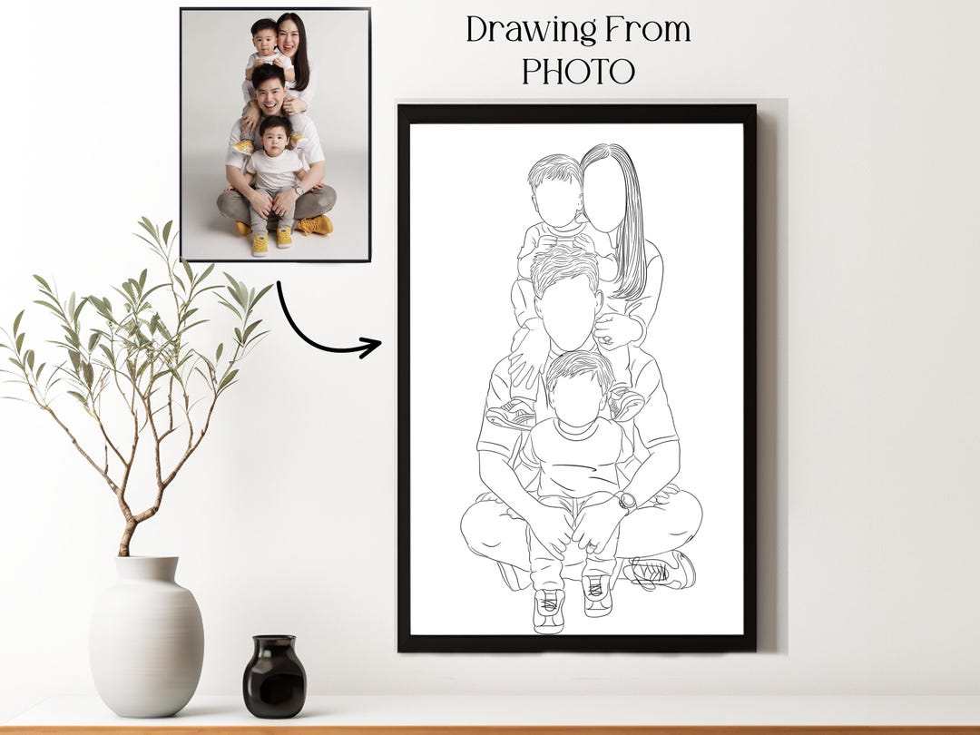 Custom Family Line Drawing From Photo, Personalized Christmas Gift for ...