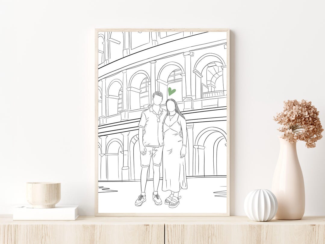 Custom Couple Line Art Portrait, Personalized Gift for Boyfriend ...