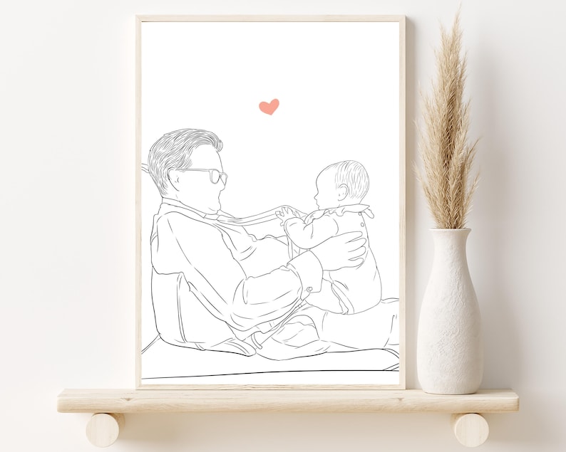 Custom Family Line Art: Personalized Gift for Dad, Expecting Mom Gift ...
