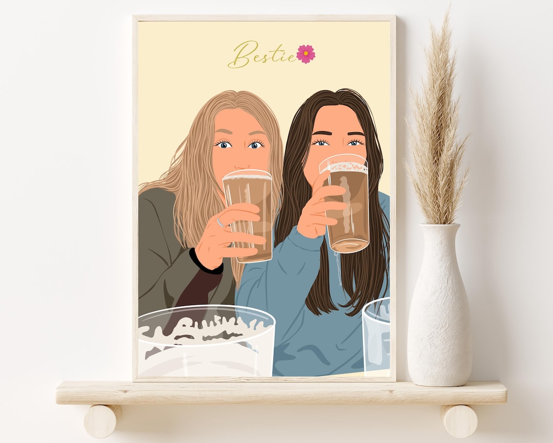 Custom Illustration: Friend Portrait, Portrait From Photo, Hand Drawing ...